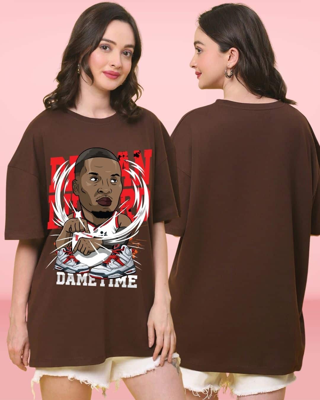 Dametime Dark Brown Women's Oversized Tshirt – TBS-THEBARGAINSTREET