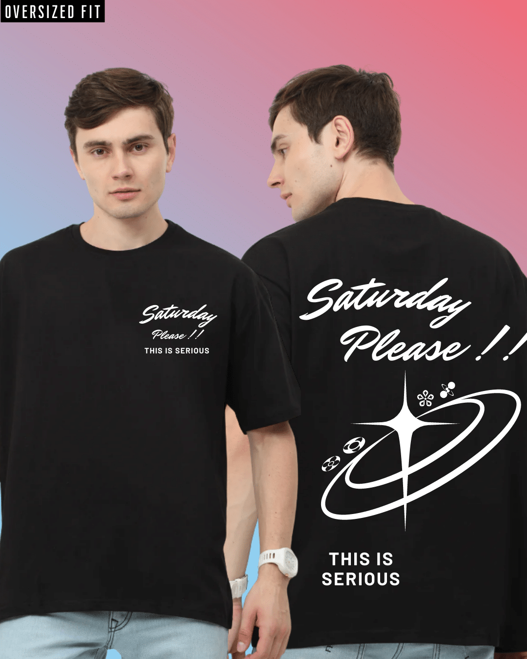 Saturday Please Black Oversized Tshirt – TBS-THEBARGAINSTREET