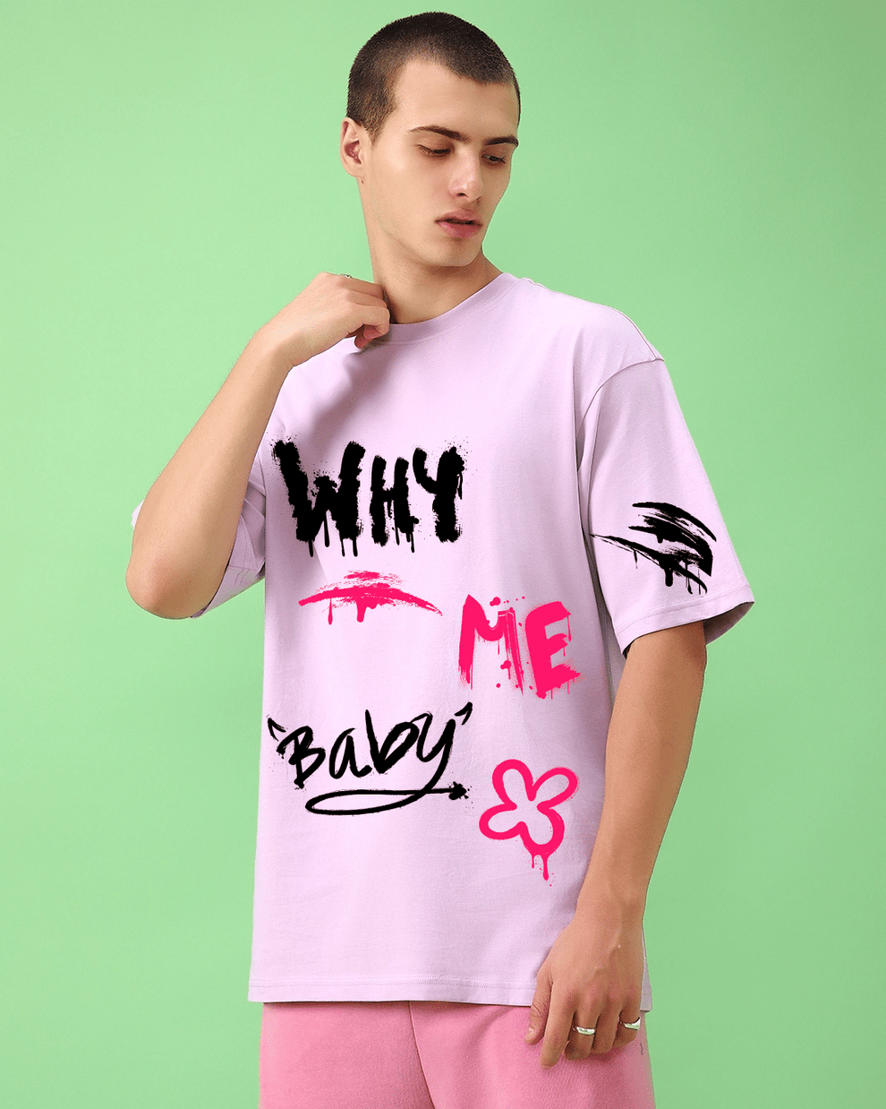 Why me Baby Lavender Oversized Tshirt – TBS-THEBARGAINSTREET