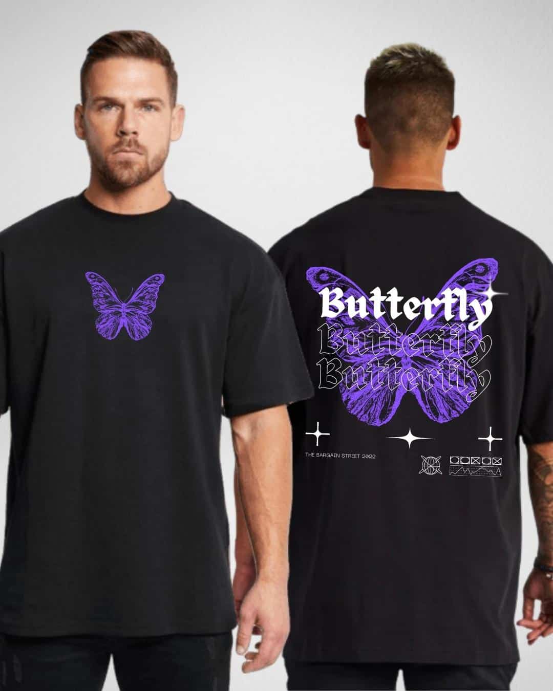 Y2K BUTTERFLY BLACK OVERSIZED TSHIRT – TBS-THEBARGAINSTREET