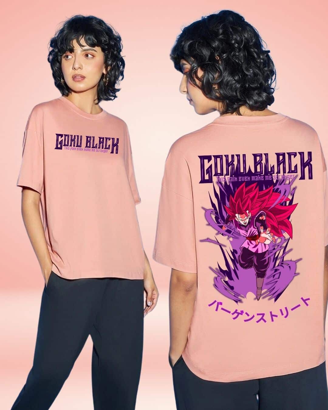 Goku Black Salmon Pink Oversized Tshirt – TBS-THEBARGAINSTREET