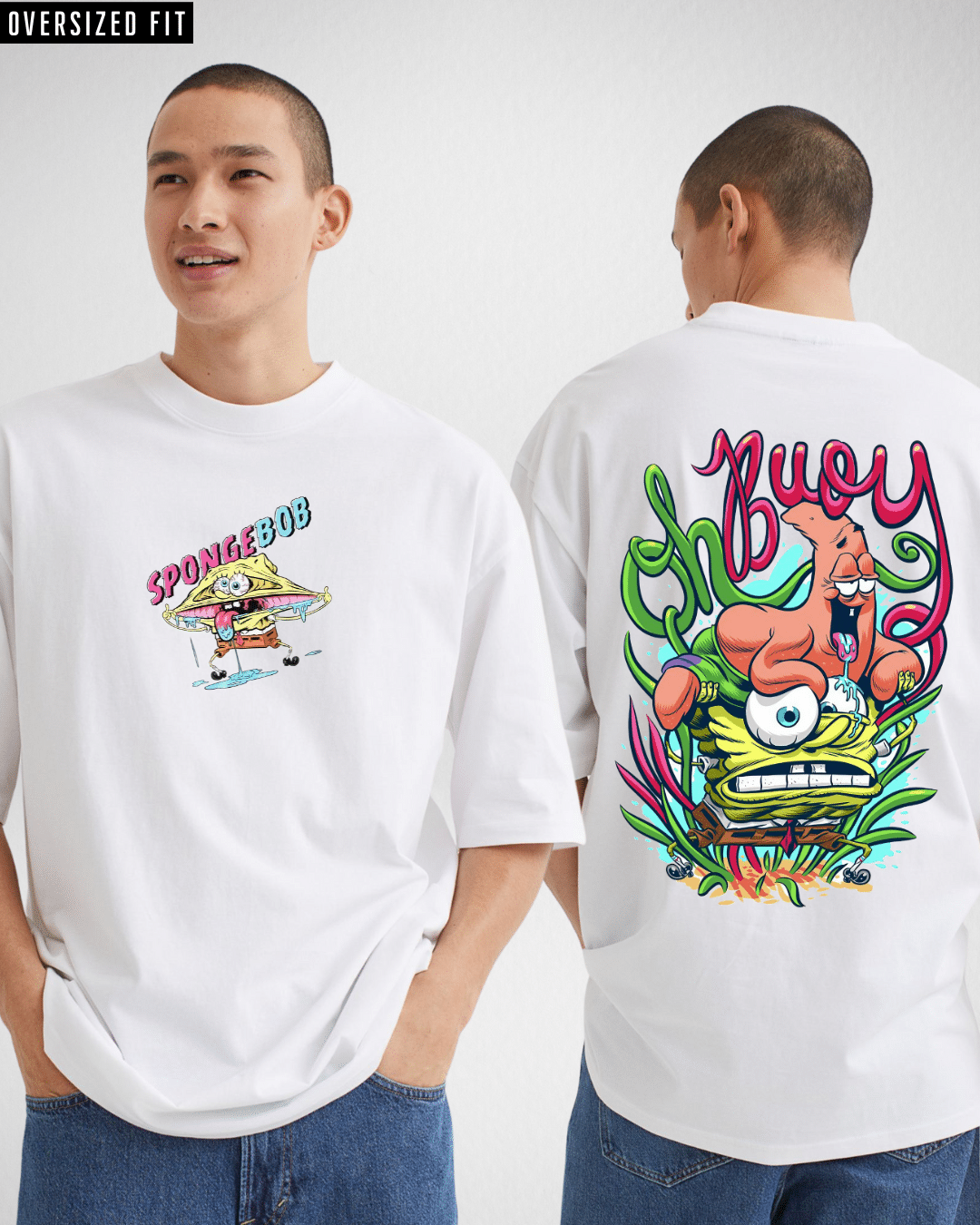 Sponge Bob White Oversized Tshirt – TBS-THEBARGAINSTREET